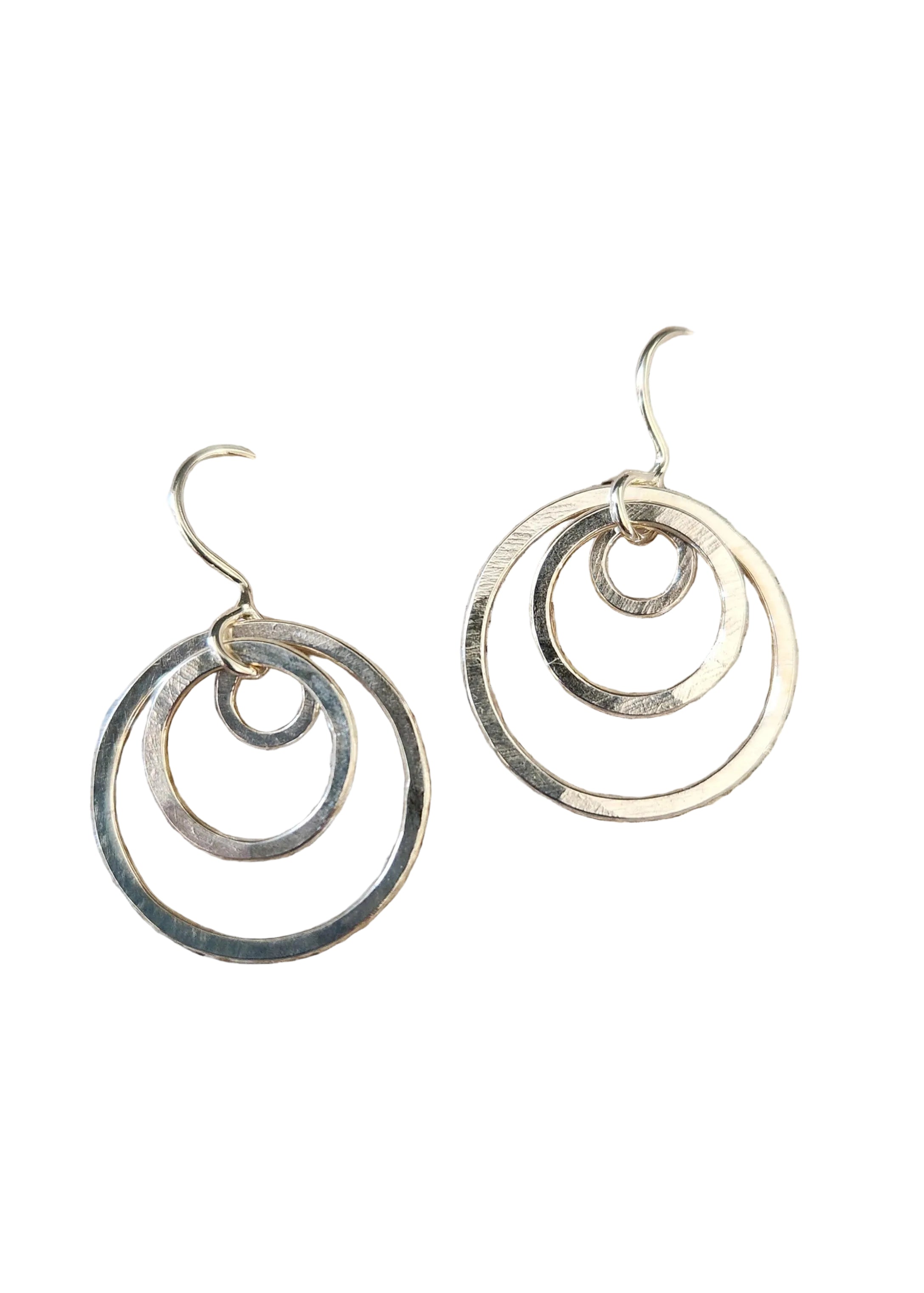 Triple Hammered Hoop Earrings